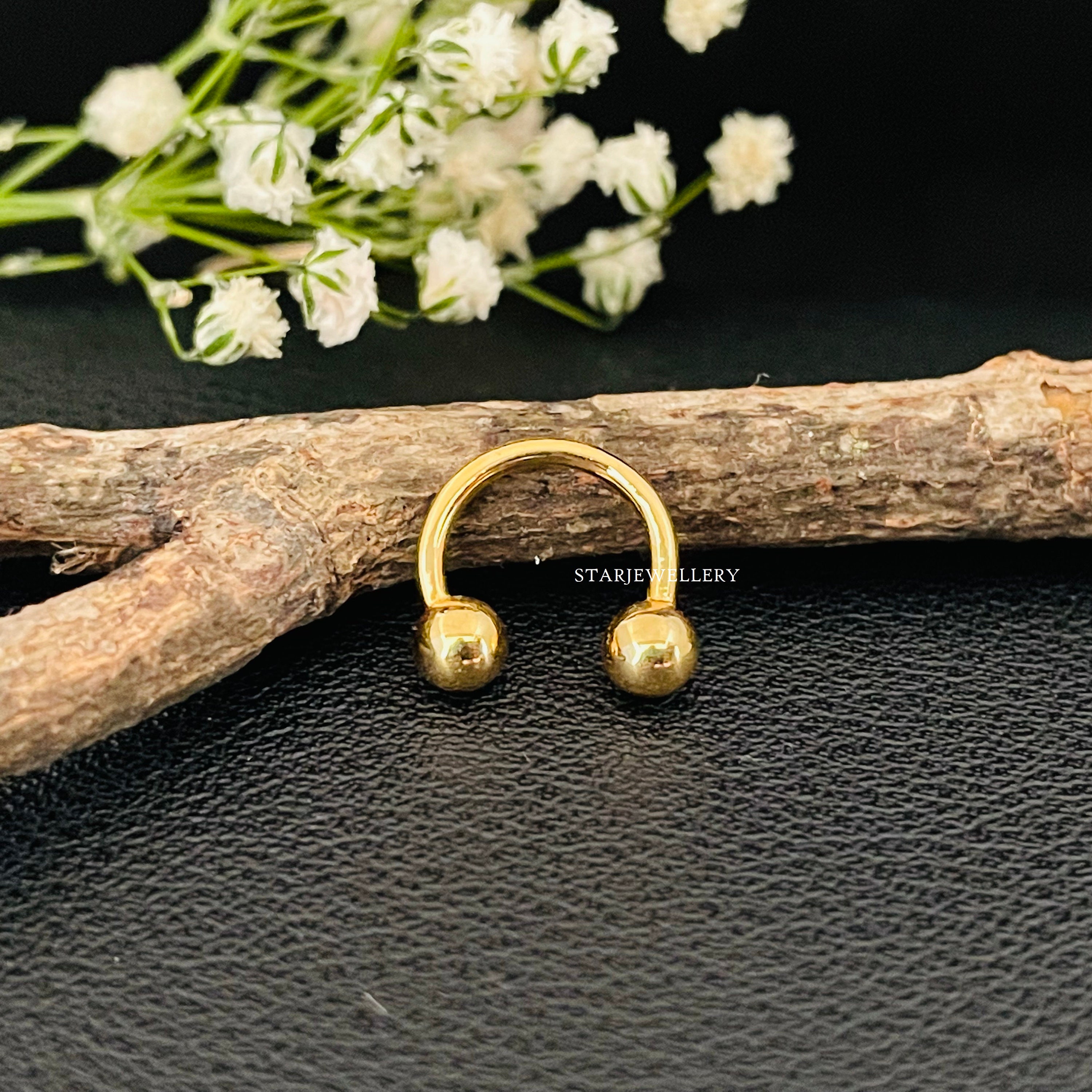 14K Gold Horseshoe Septum Ring, Horse Shoe 16g Daith Piercing for Her ...