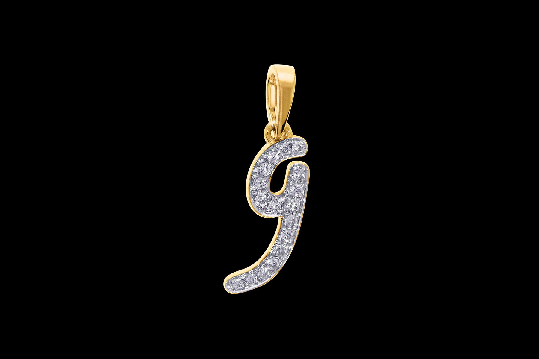 Alphabet Diamond Pendant Gold Initial Letter Pendant | Etsy
