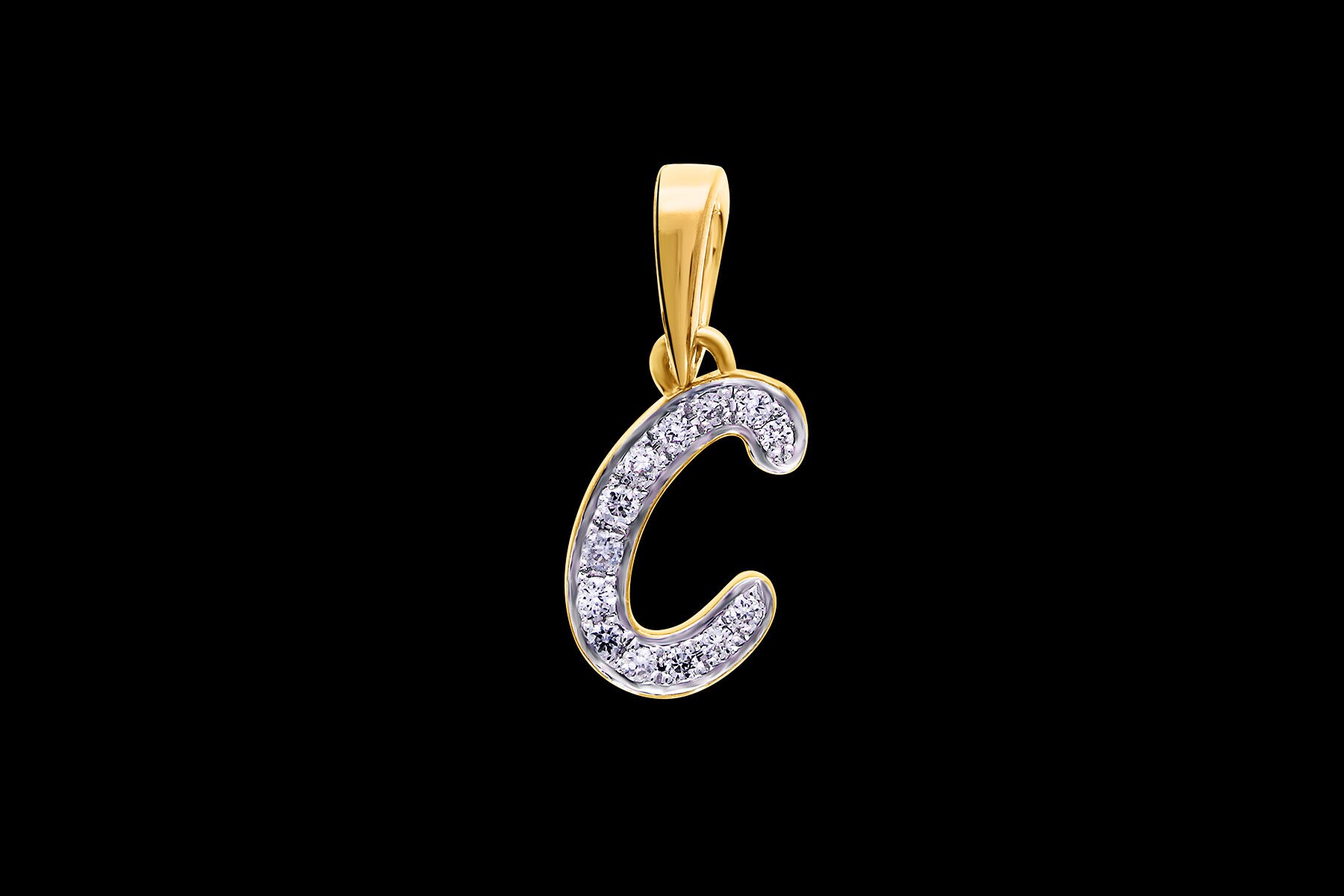 Alphabet Diamond Pendant Gold Initial Letter Pendant | Etsy