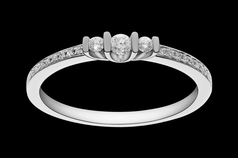 Three Stone Diamond Ring / Three Stone Ring / Trio Diamond - Etsy