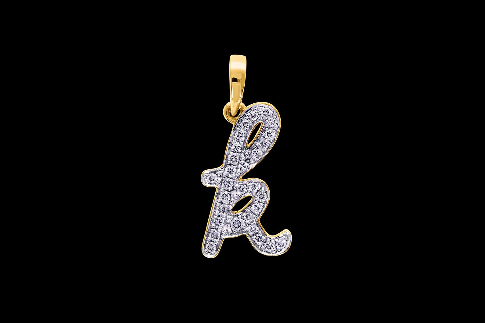 Alphabet Diamond Pendant Gold Initial Letter Pendant - Etsy