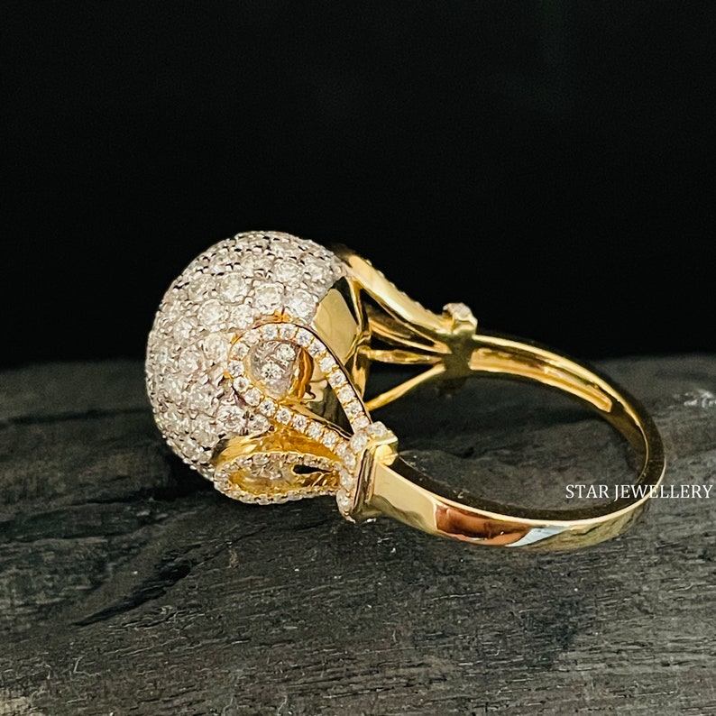 14K Gold Diamond Sphere Ring: Pave Ball, VS SI Clarity - Etsy
