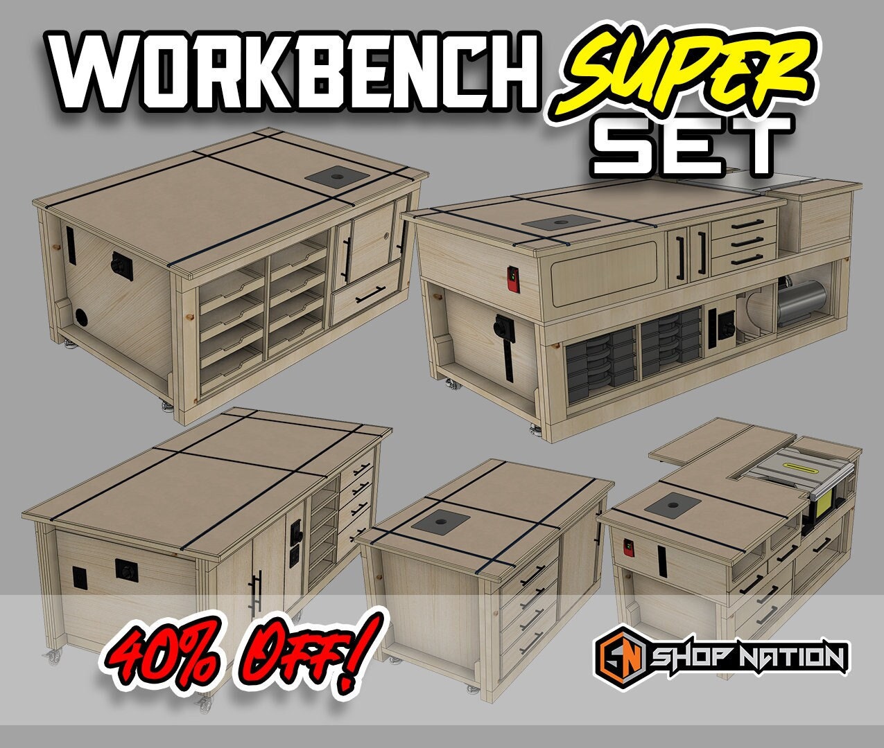 Workbench Plans 5 Pack Digital Plans - Etsy UK