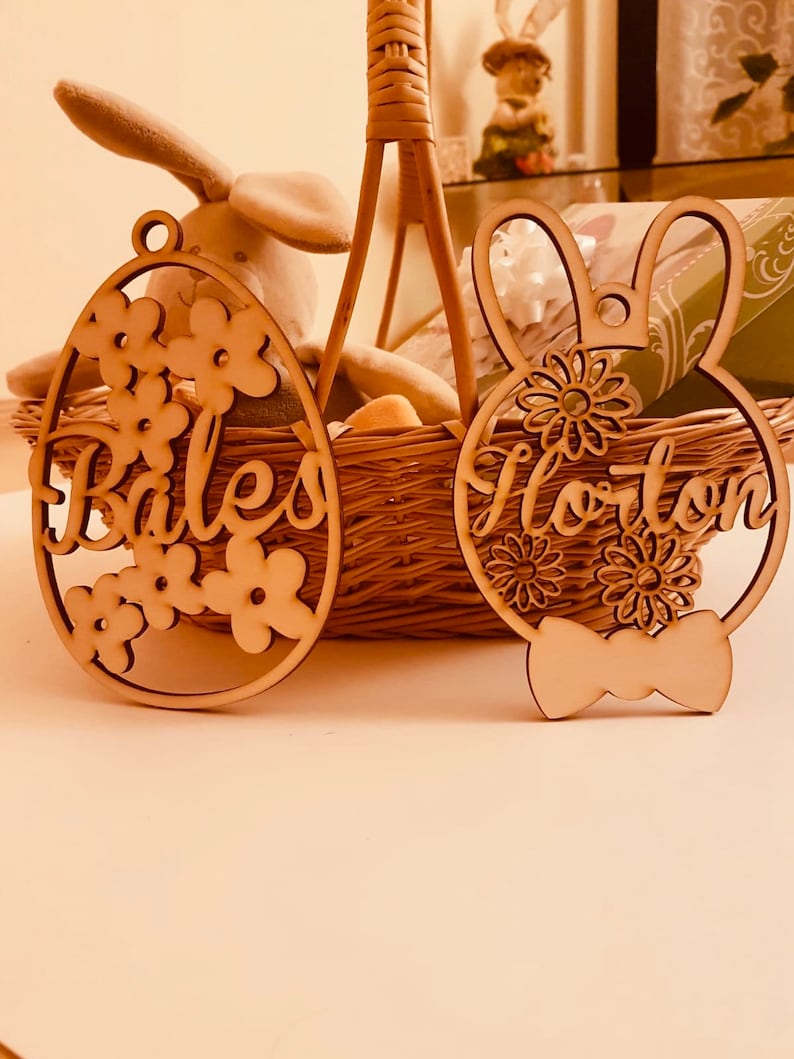 Easter Basket Personalized, Bunny Rabbit Easter Gift Tag, Easter ...