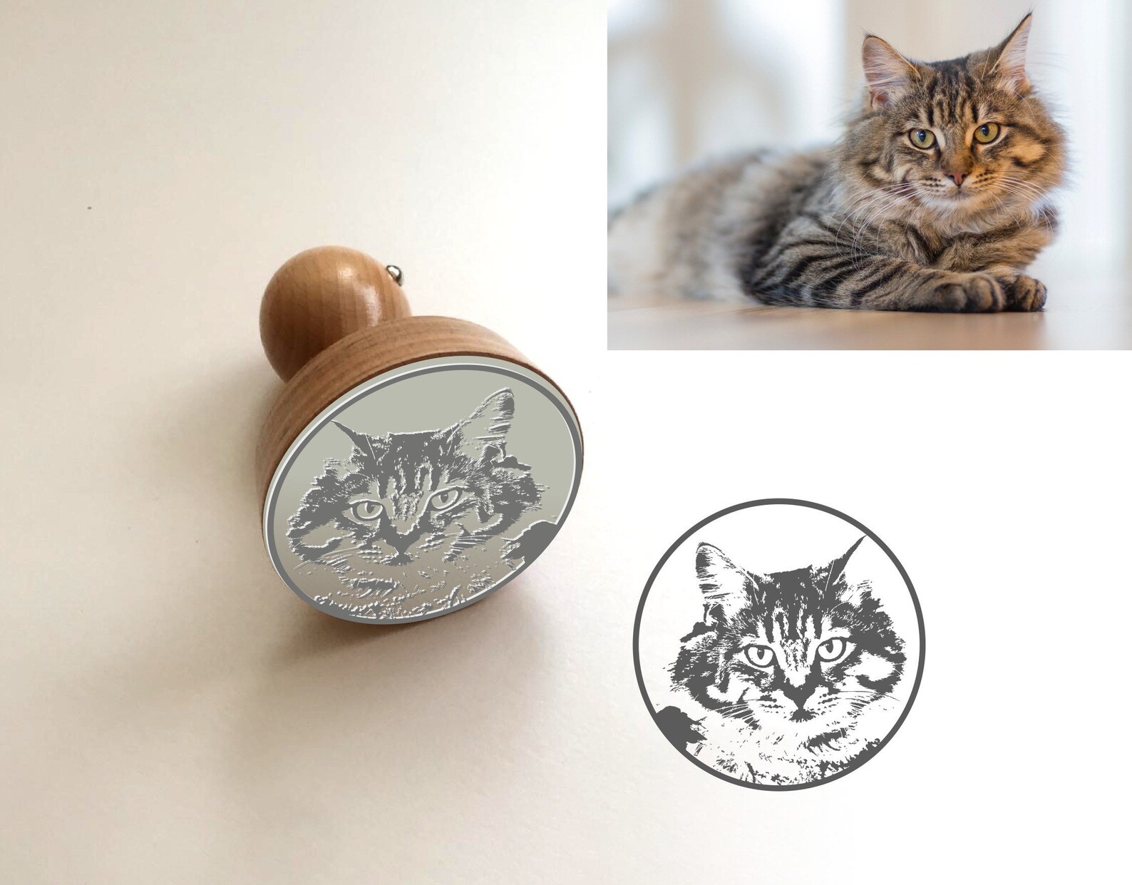 Cat Portrait Rubber Stamp Kitty Stamp Pet Stamp Face Stamp | Etsy