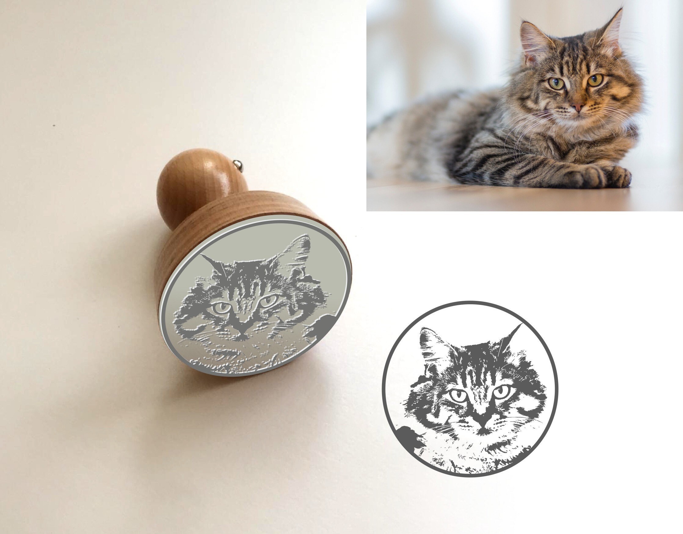 Cat Portrait Rubber Stamp Kitty Stamp Pet Stamp Face Stamp | Etsy