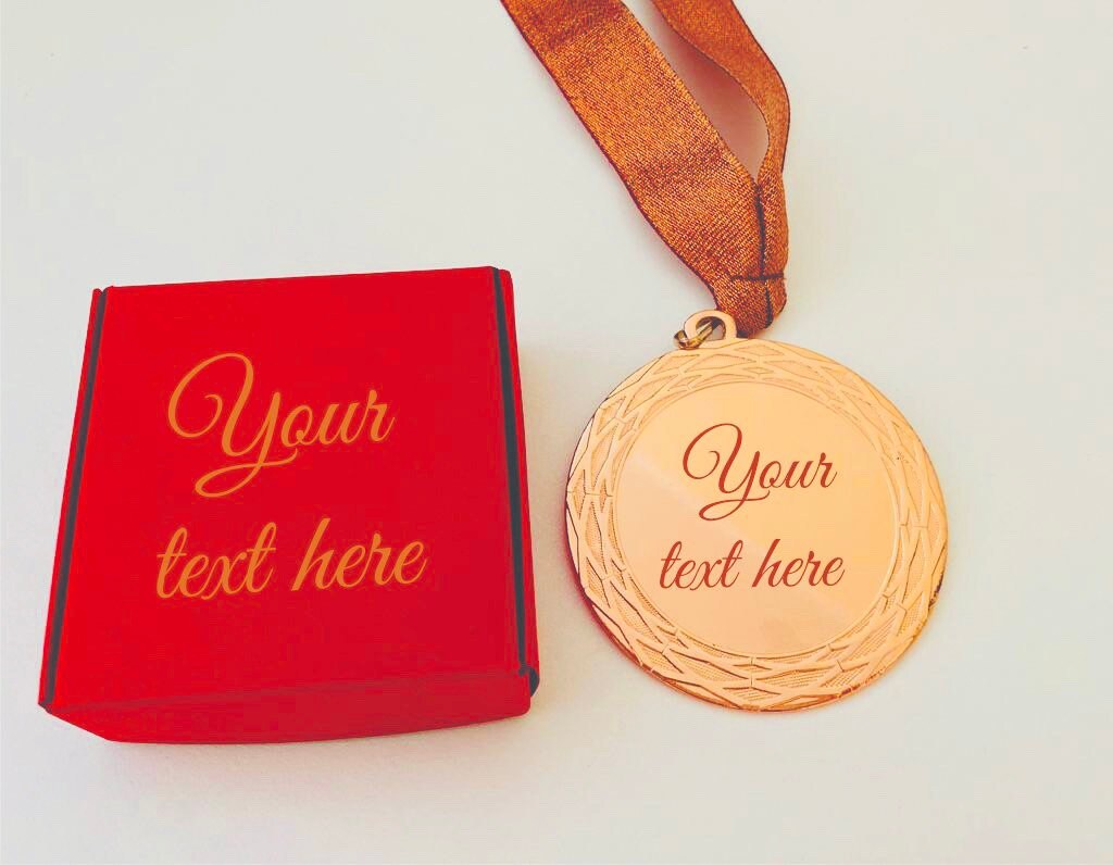 Laser engraved medal in Personalized gift box Personalized | Etsy