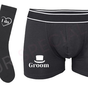 Personalized Groom Cotton Boxer Briefs & Socks Gift Set - Etsy