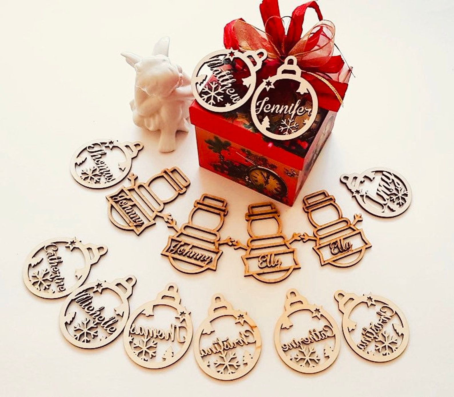 CHRISTMAS Ornaments Custom Snowflake Wood Christmas Name Baubles ...