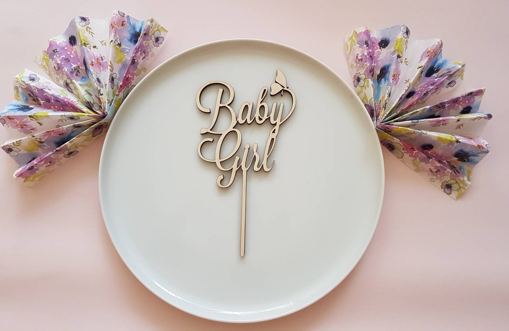 Baby girl topper Wooden Cake Topper Personalized Cake | Etsy