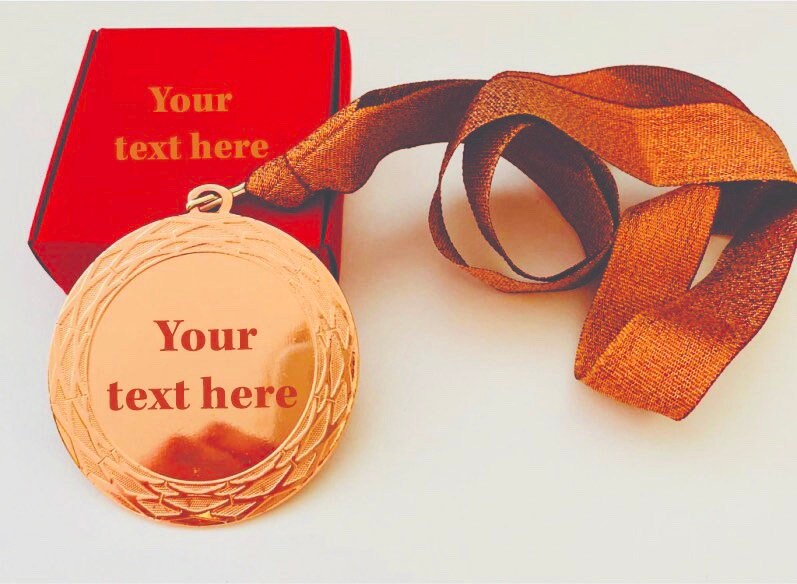 Laser engraved medal in Personalized gift box Personalized | Etsy
