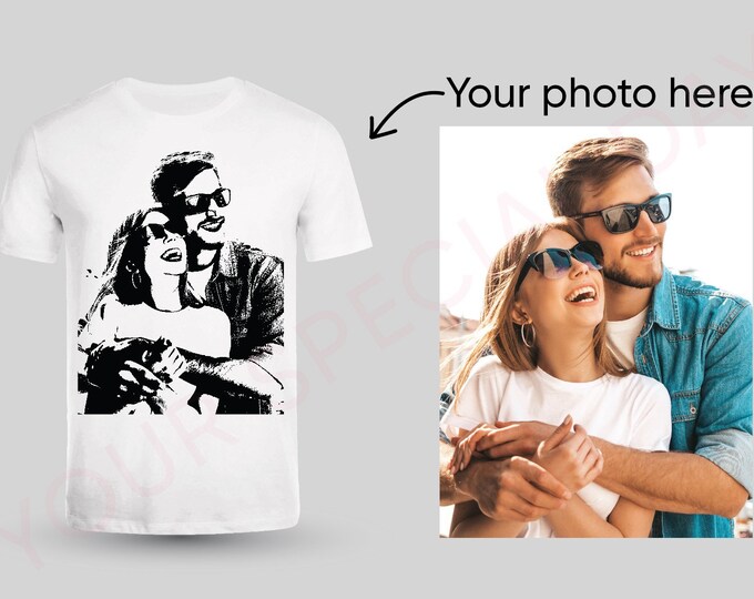 Your Photo T-shirt Custom Photo Portrait Shirt, Personalized Gift for ...
