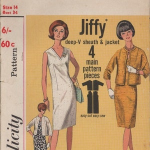 Simplicity 5959 Sewing Pattern, Jiffy Dress and Jacket, Size 14 ...