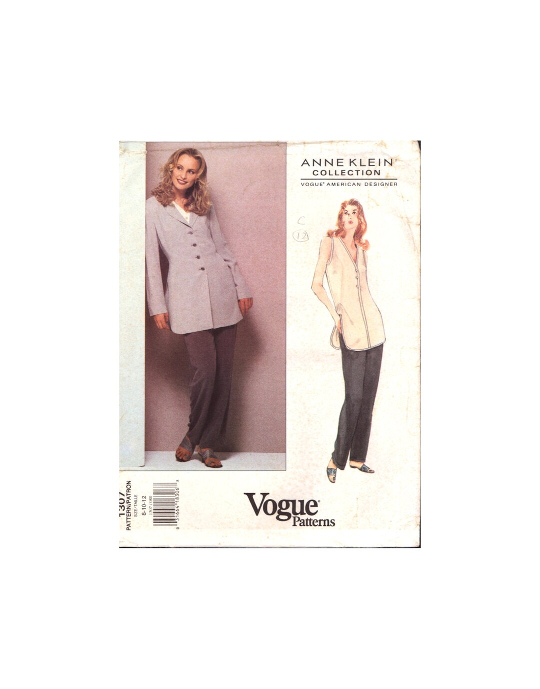 Vogue 1307 Anne Klein Sewing Pattern, Jacket, Top and Pants, Cut - Etsy