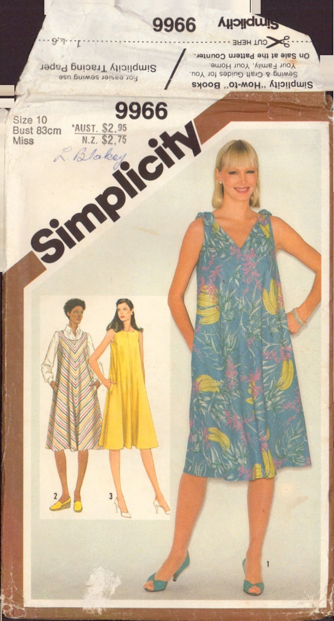Simplicity 9966 Sewing Pattern, Sundresses or Jumpers, Size 10 ...