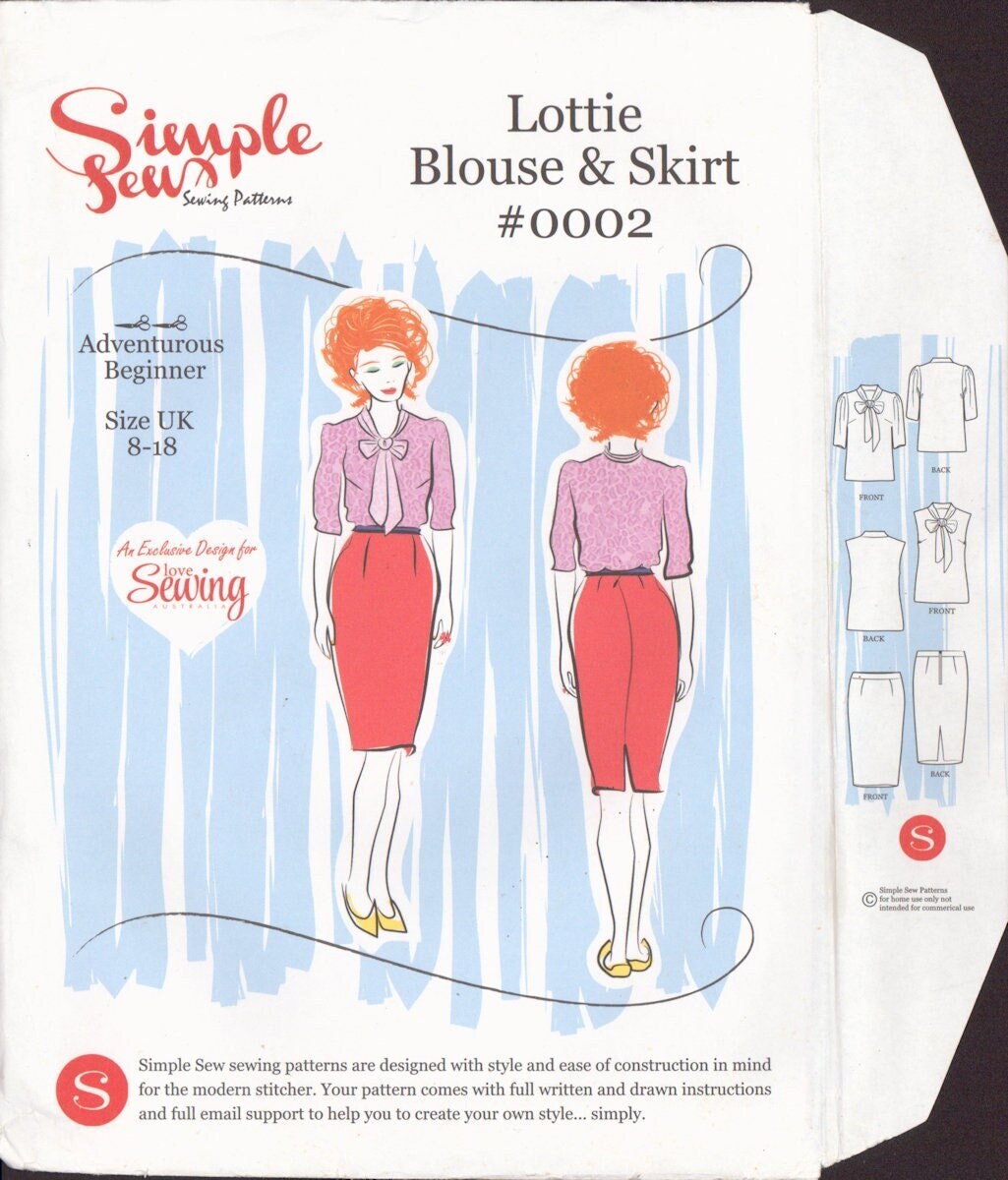 Simple Sew 002 Sewing Pattern, Blouse and Skirt, Size UK 8-18, Uncut ...