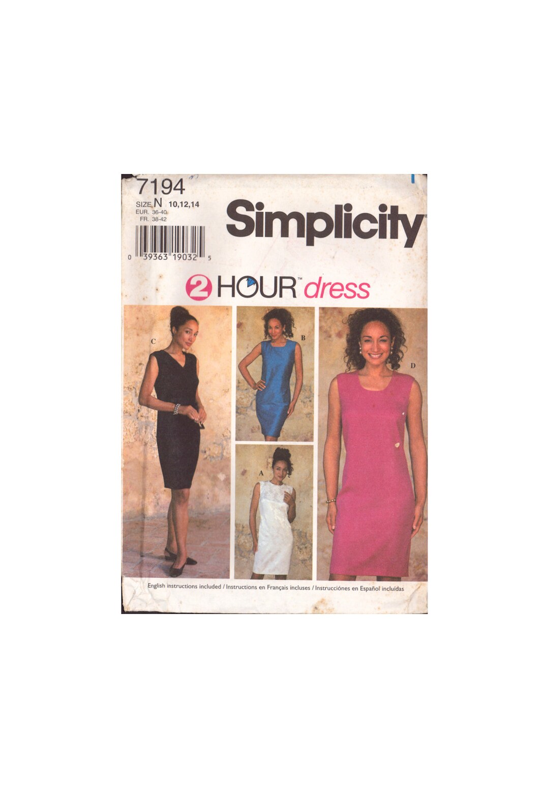 Simplicity 7194 Sewing Pattern, Dress, Size 10-12-14, Uncut, Factory ...