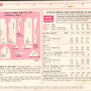 Simplicity 7729 Sewing Pattern, Step-in Dress and Coat-dress, Size 12.5 ...