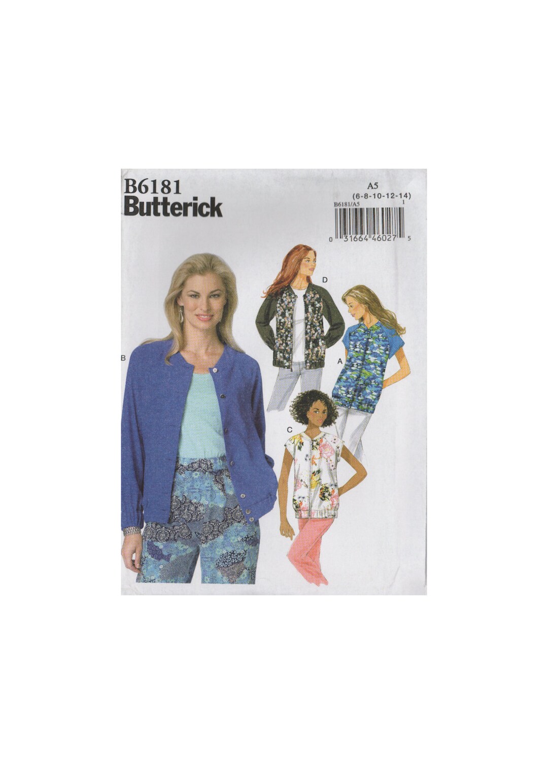 Butterick 6181 Sewing Pattern, Women's Jacket, Size 6-14, Uncut ...