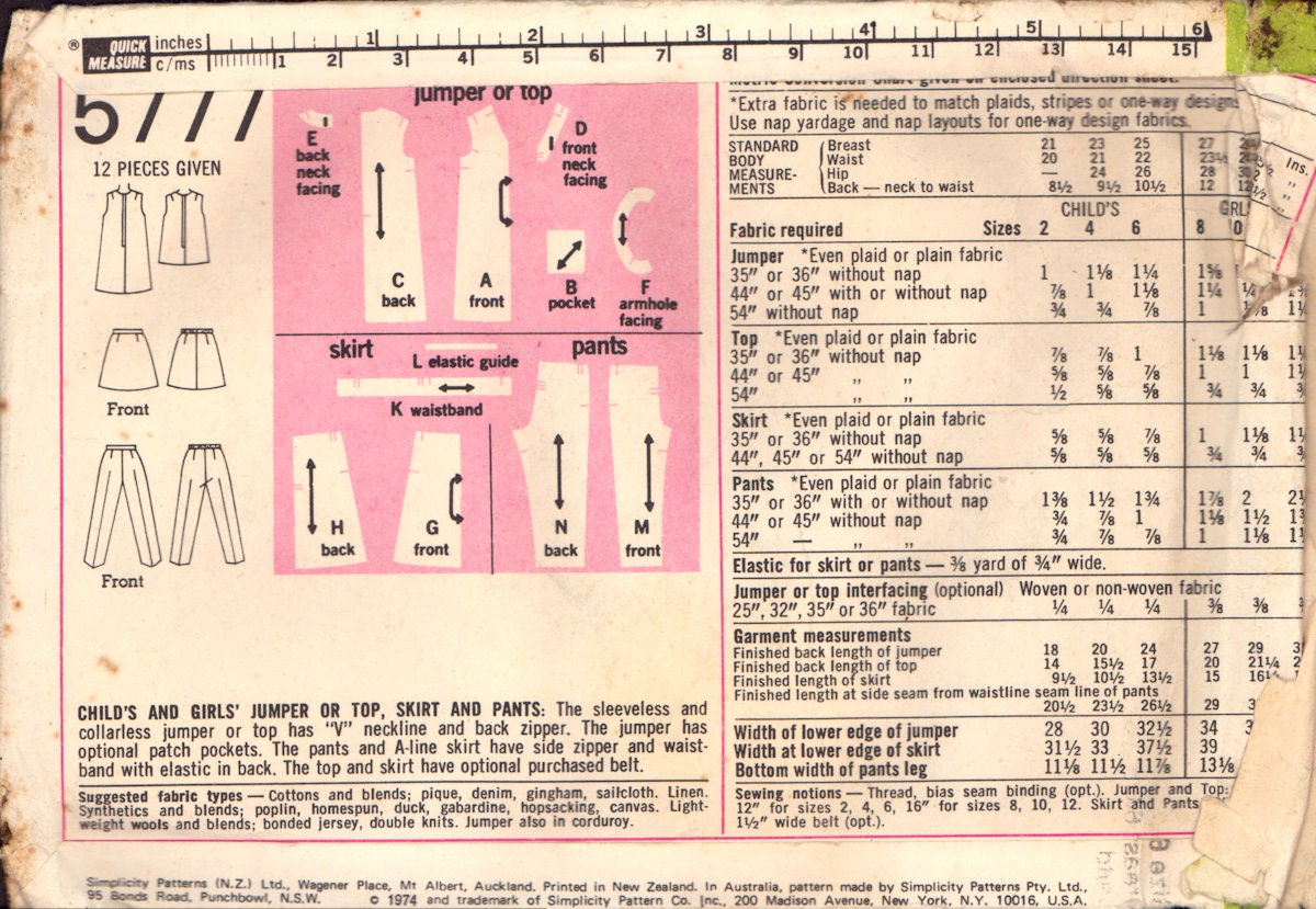 Simplicity 5777 Sewing Pattern Child's and Girls' - Etsy
