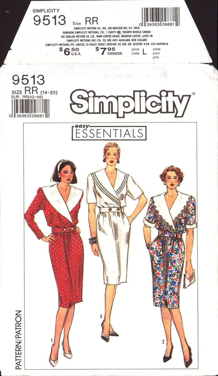 Simplicity 9513 Sewing Pattern Dress Size 14-20 Uncut Factory - Etsy