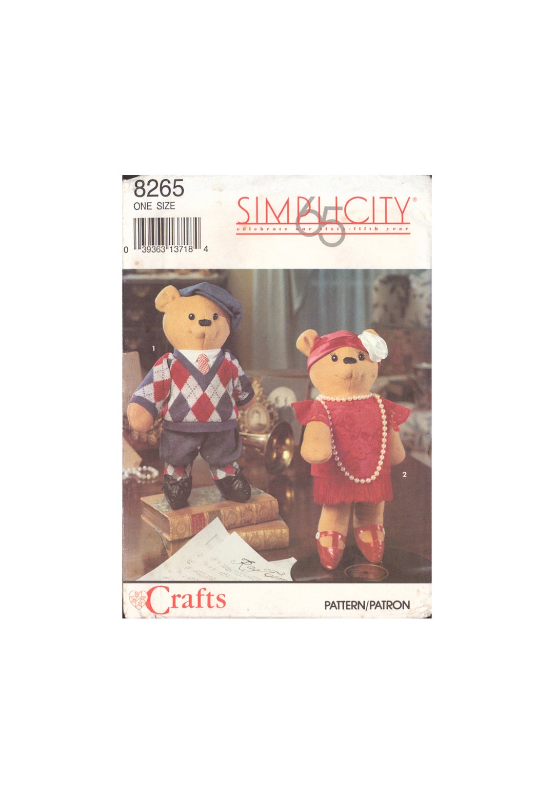 Simplicity 8265 Sewing Pattern, Decorative Bears and Clothes, One Size ...