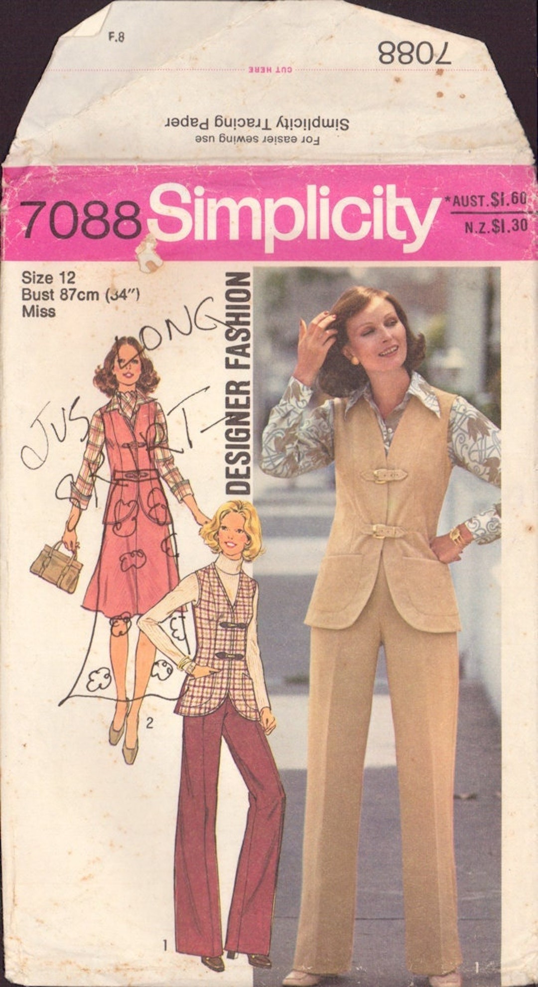 Simplicity 7088 Sewing Pattern Vest Bias Skirt and Pants - Etsy Simplicity 7088 Sewing Pattern Vest Bias Skirt and Pants - Etsy