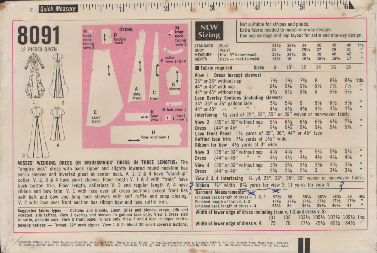 Simplicity 8091 Sewing Pattern Wedding Dress or - Etsy