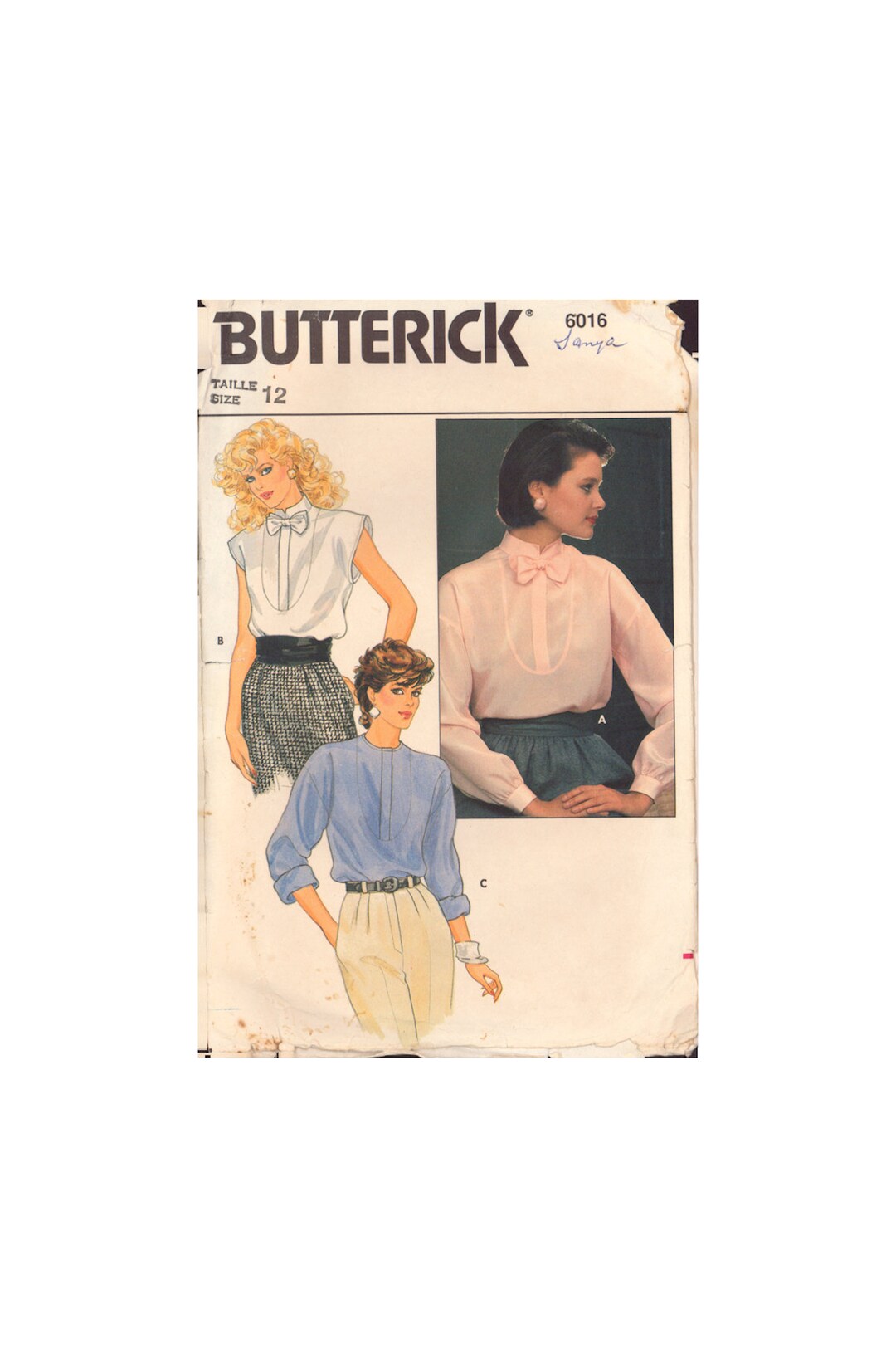Butterick 6016 Sewing Pattern, Blouse, Size 12, Uncut, Factory Folded ...