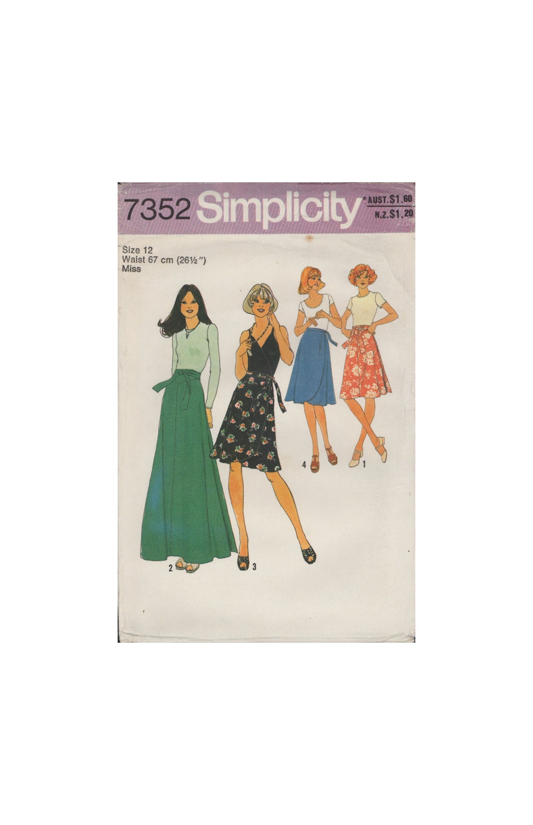 Simplicity 7352 Sewing Pattern, Set of Wrap Skirts, Size 12, Partially ...
