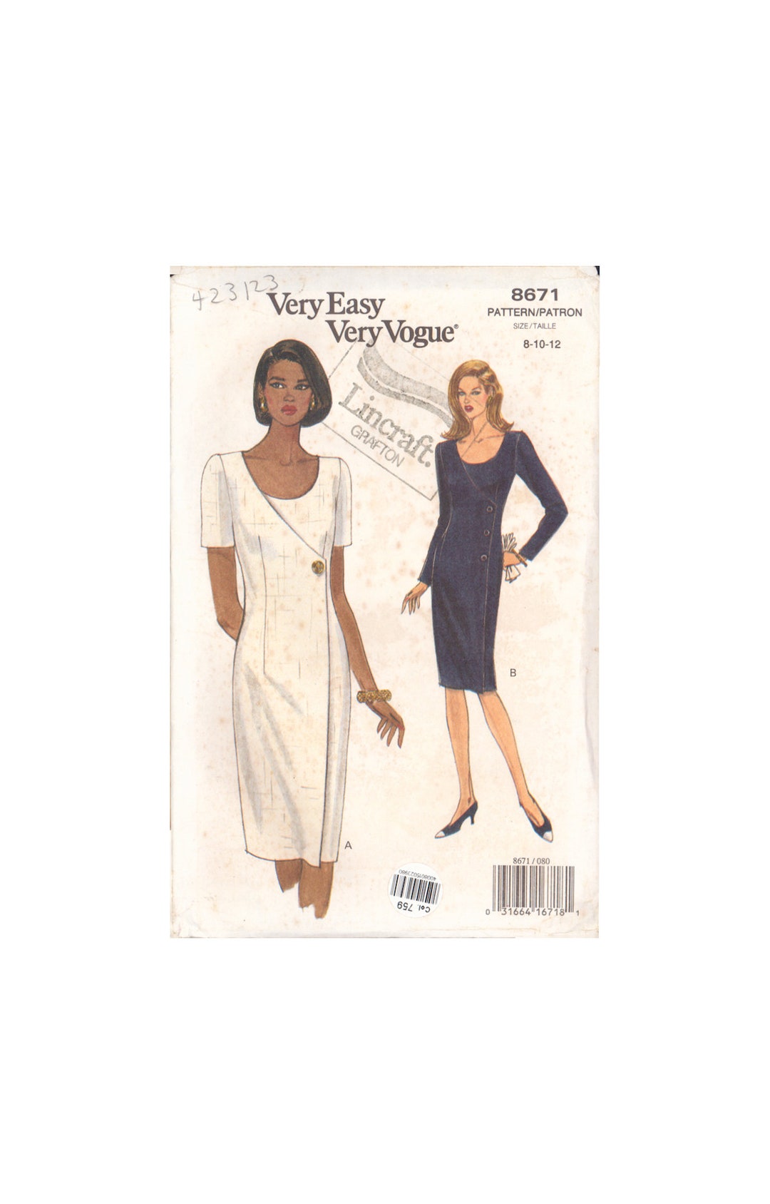Vogue 8671 Sewing Pattern, Dress, Size 8-10, Cut, Complete - Etsy