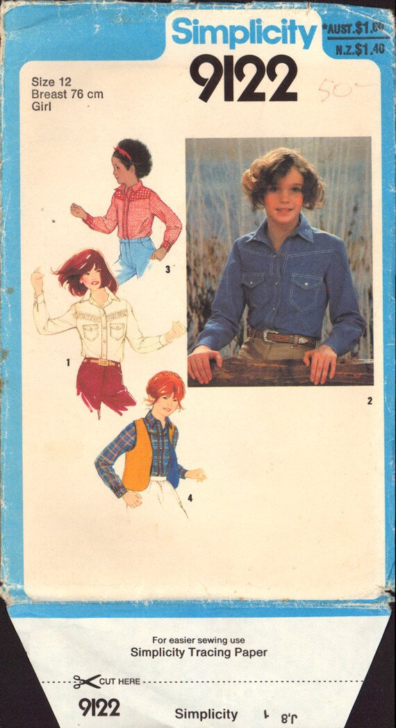 Simplicity 9122 Sewing Pattern Girl's Shirt and Vest Size | Etsy