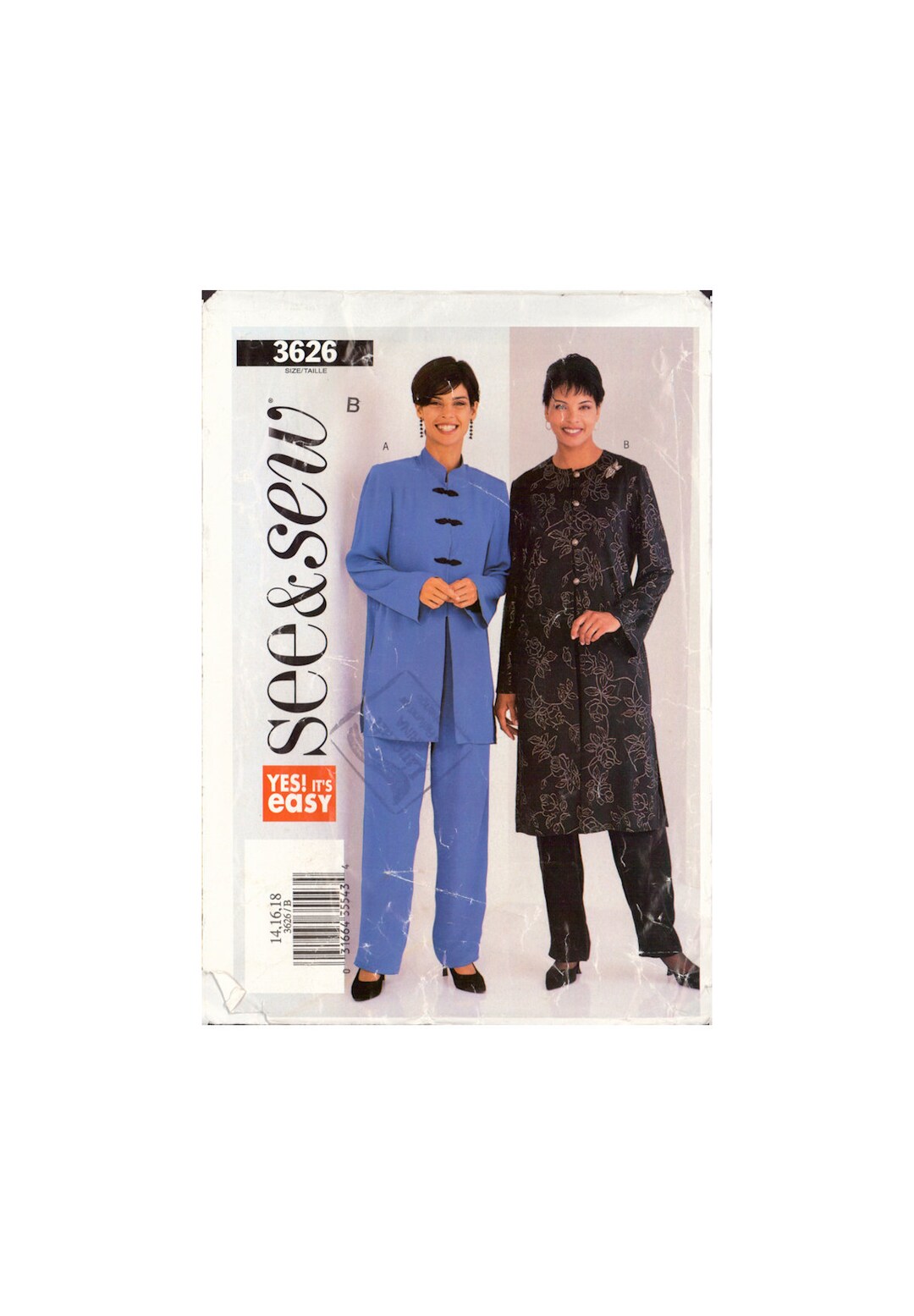 See&sew 3626 Sewing Pattern, Tunic and Pants, Size 14, Cut, Complete - Etsy