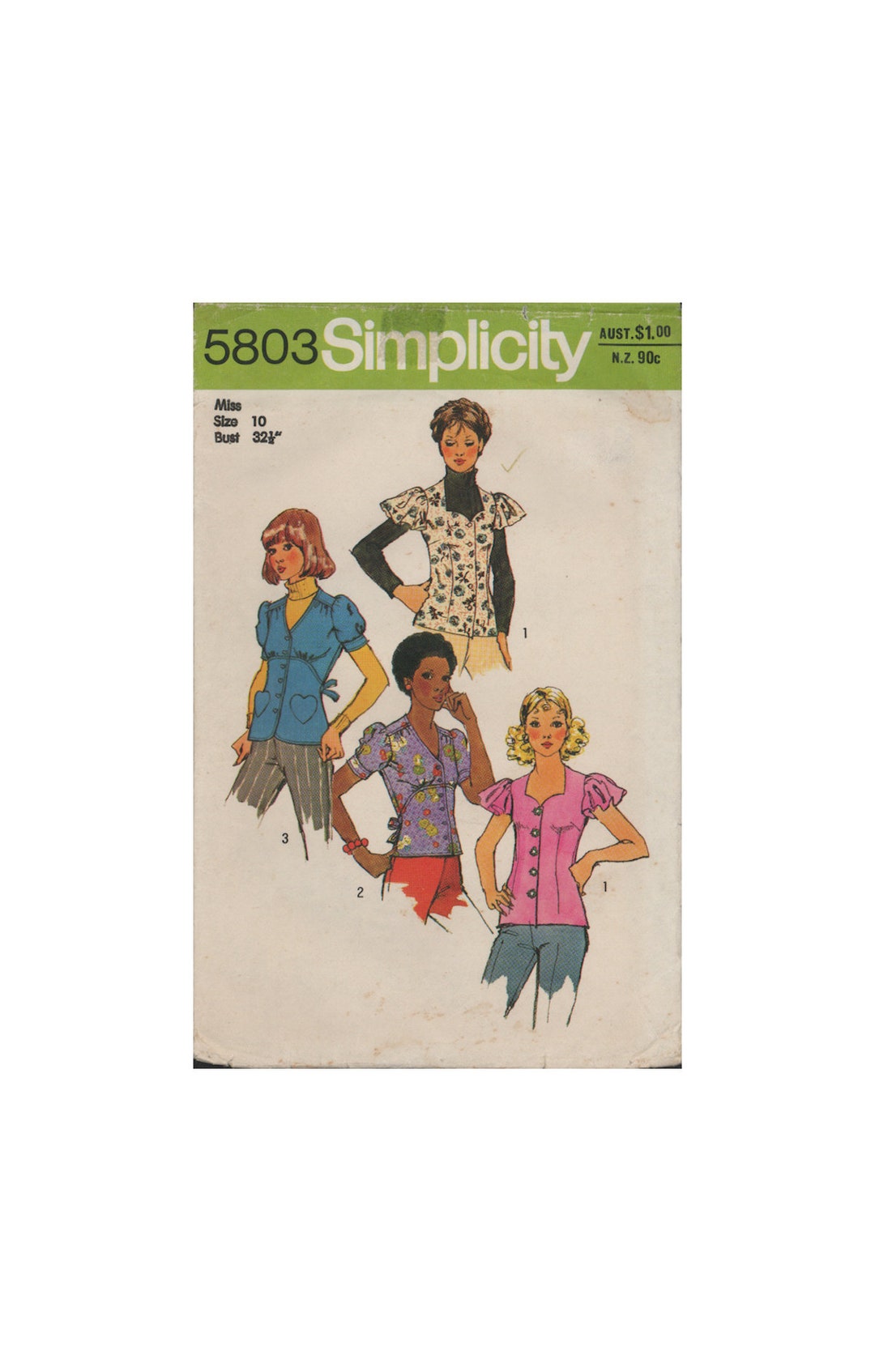 Simplicity 5803 Sewing Pattern, Set of Blouses, Size 10, Partially Cut ...