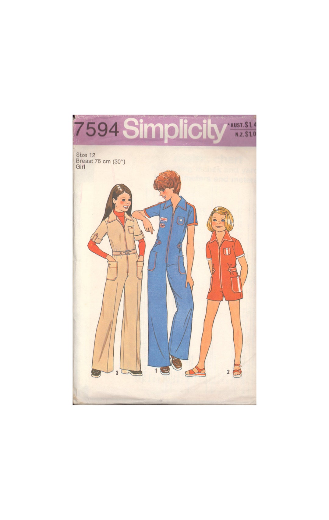 Simplicity 7594 Sewing Pattern, Girls' Jumpsuit, Size 12, Partially Cut ...