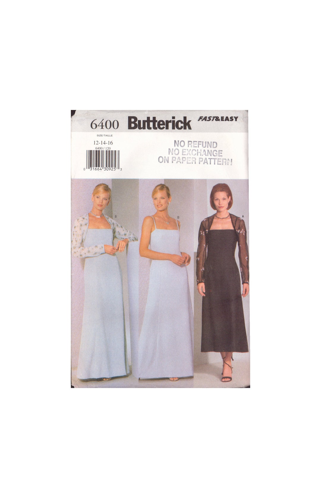 Simplicity 6400 Sewing Pattern, Shrug and Dress, Size 12-14-16, Cut ...