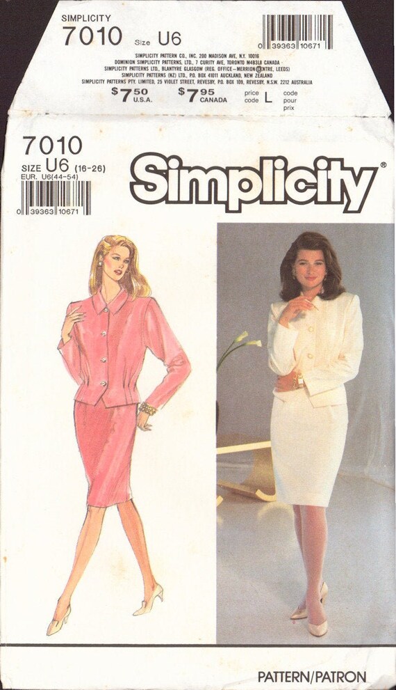 Simplicity 7010 Sewing Pattern Suit-dress 16-26 Uncut | Etsy