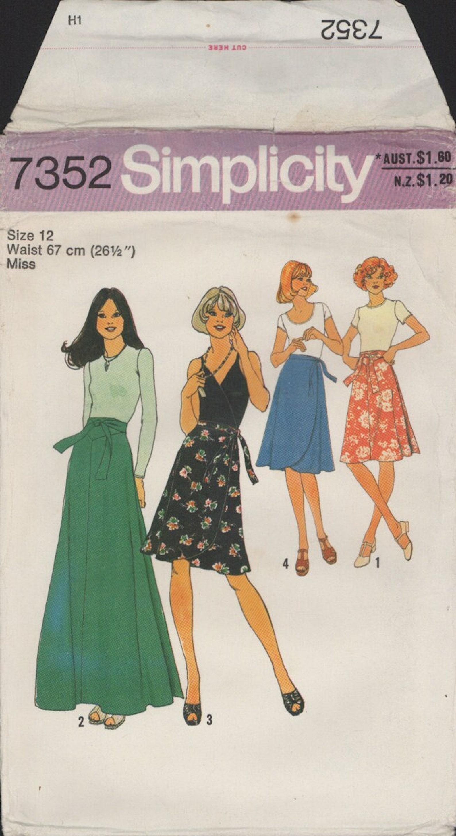 Simplicity 7352 Sewing Pattern Set of Wrap Skirts Size 12 - Etsy