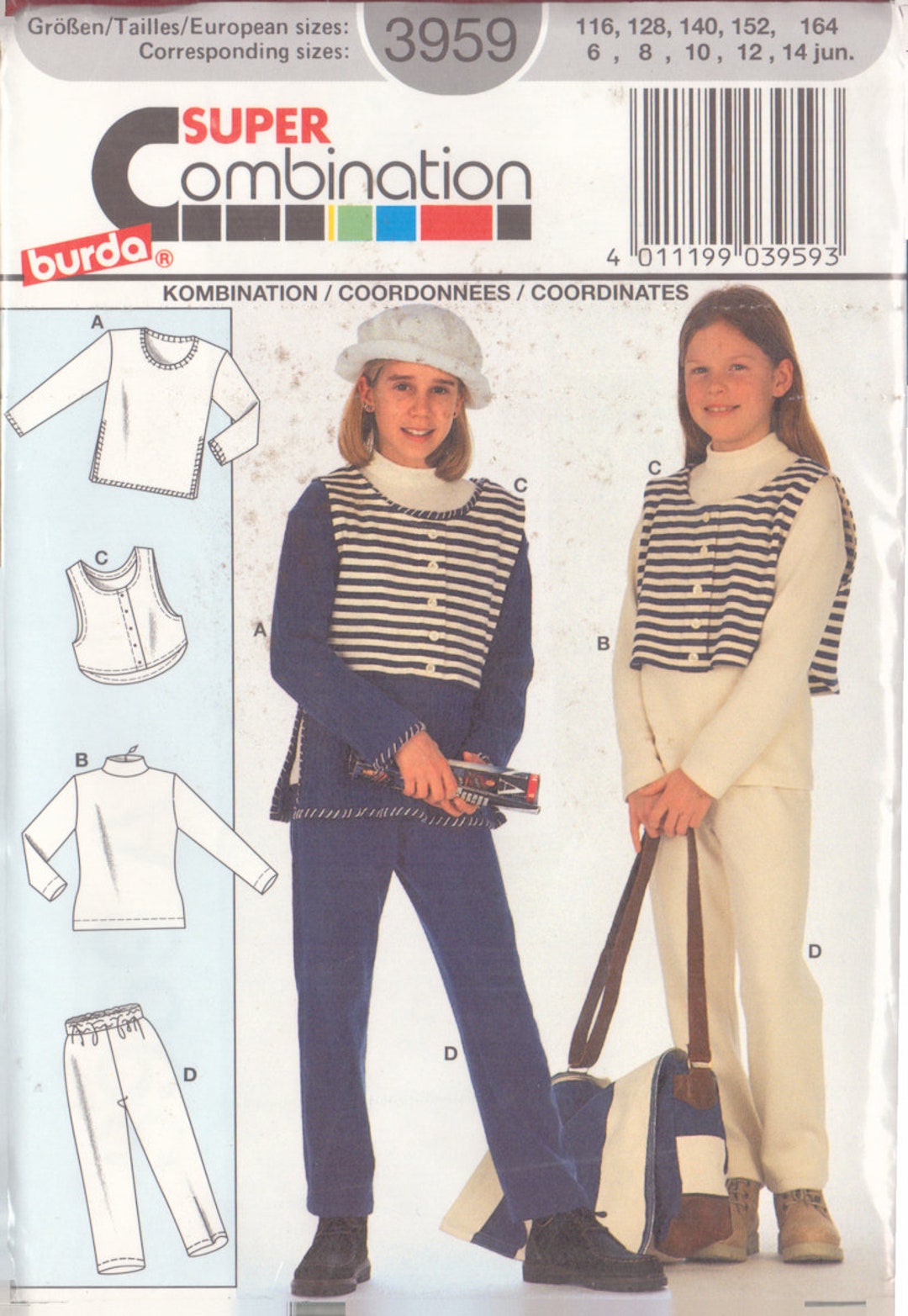 Burda 3959 Sewing Pattern Girls' Vest Pants and Top - Etsy