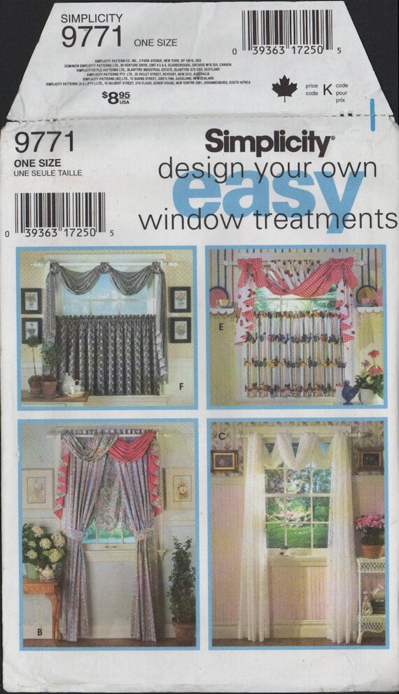 Simplicity 9771 Sewing Patterns Window Treatments Uncut | Etsy