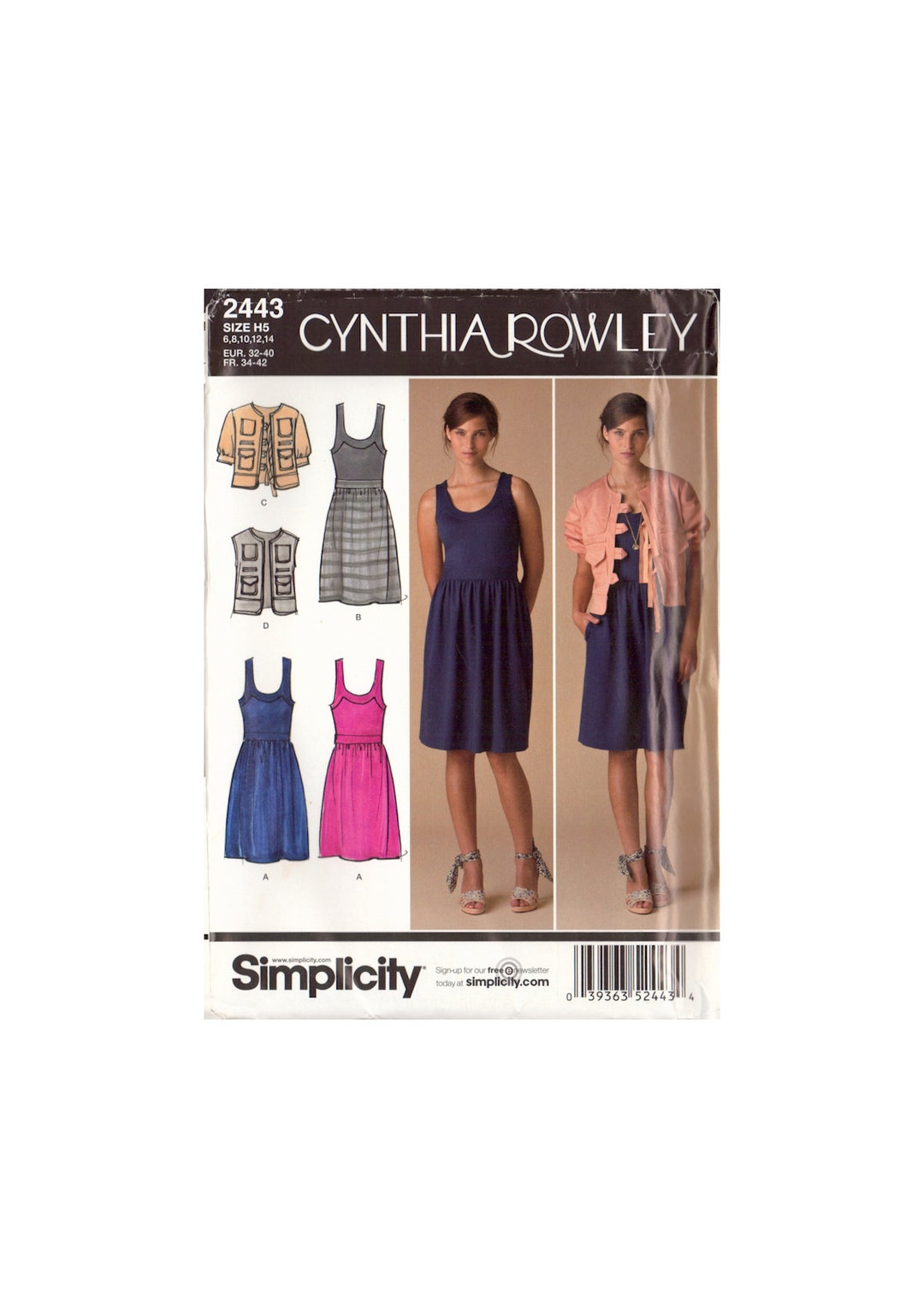 Simplicity 2443 Sewing Pattern, Dress and Jacket or Vest, Size 6-14 ...
