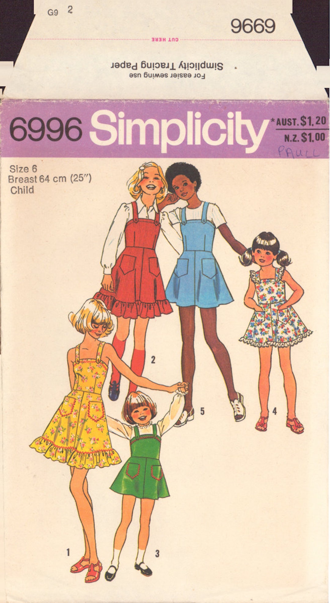 Simplicity 6996 Sewing Pattern, Girl's Dress or Jumper, Size 6, Cut ...