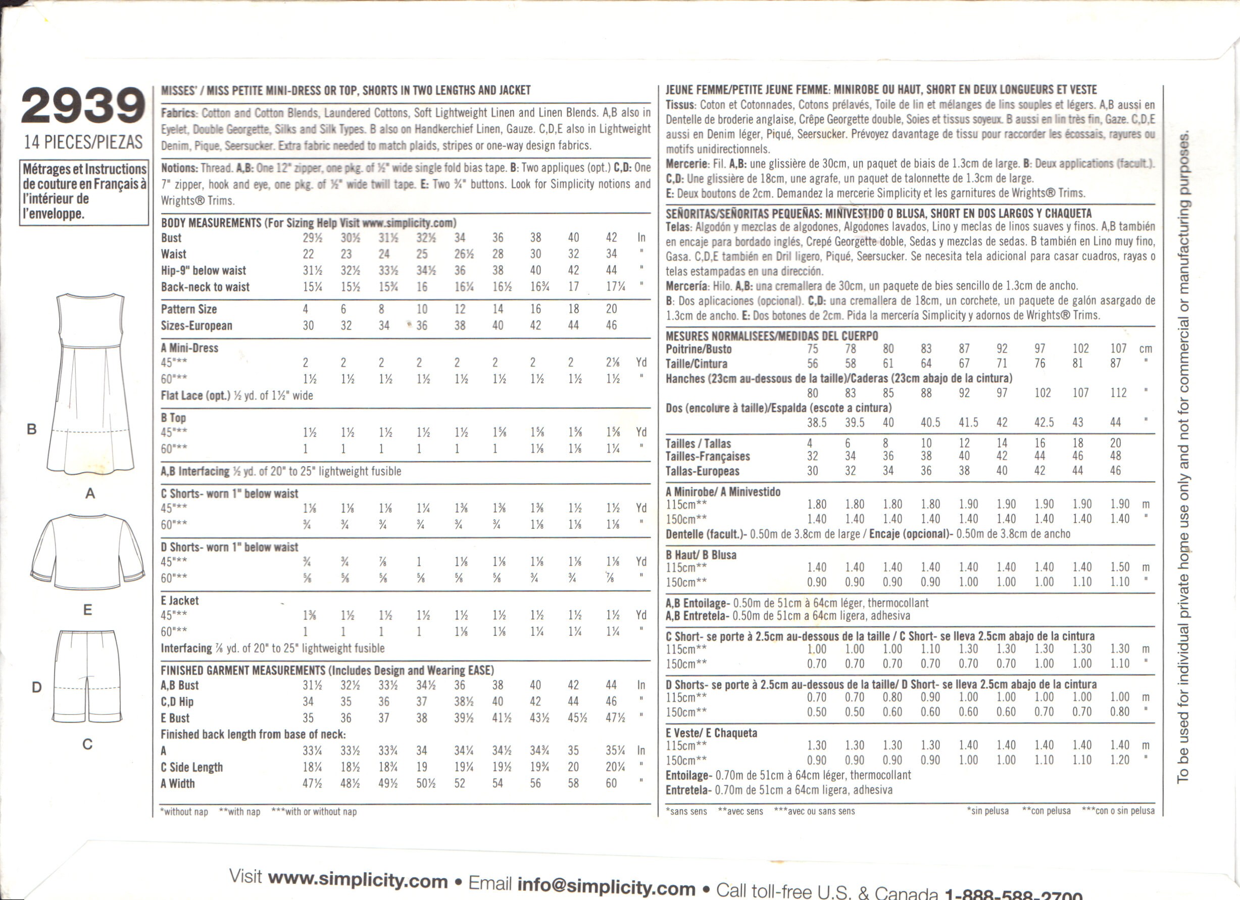 Simplicity 2939 Sewing Pattern Women's Jacket Dress or - Etsy