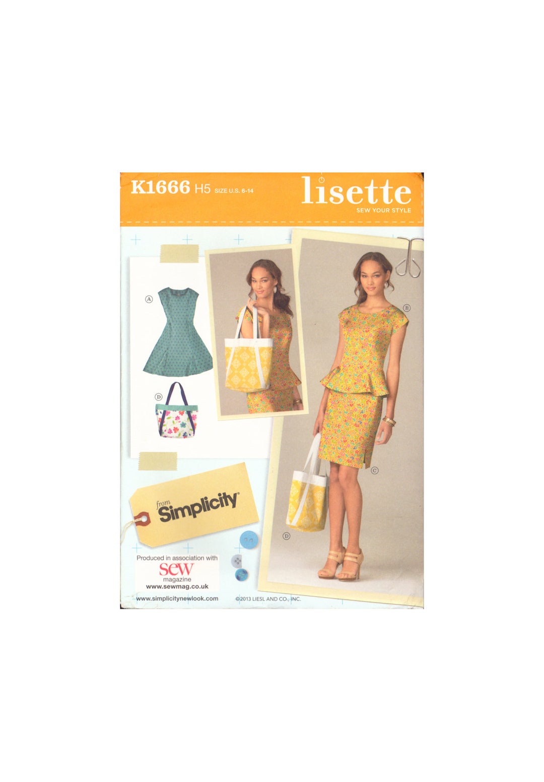 Simplicity 1666 Sewing Pattern, Dress or Top, Skirt and Bag, Size 6-14 ...