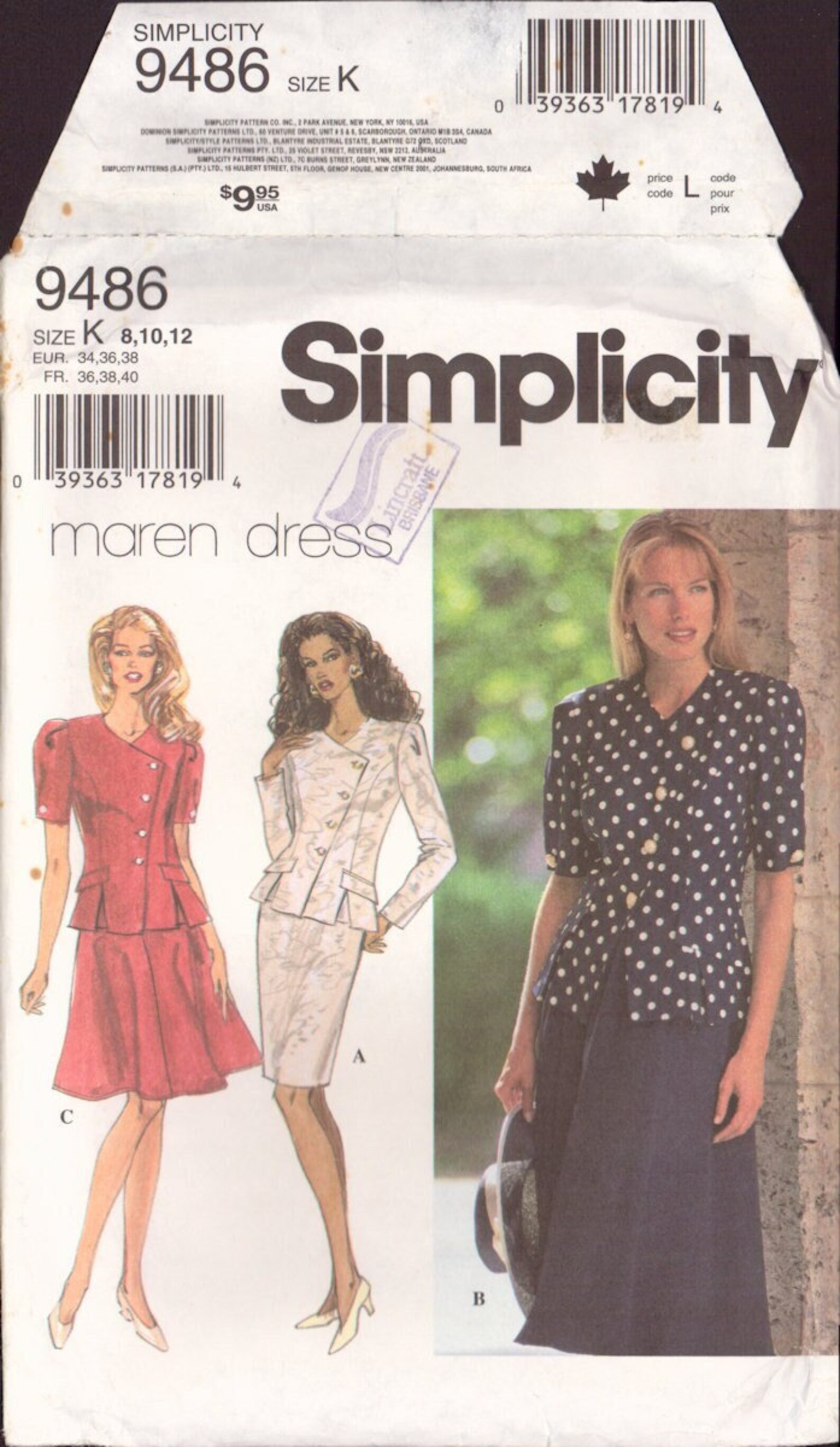 Simplicity 9486 Sewing Pattern Dress Size 8-10-12 Uncut | Etsy