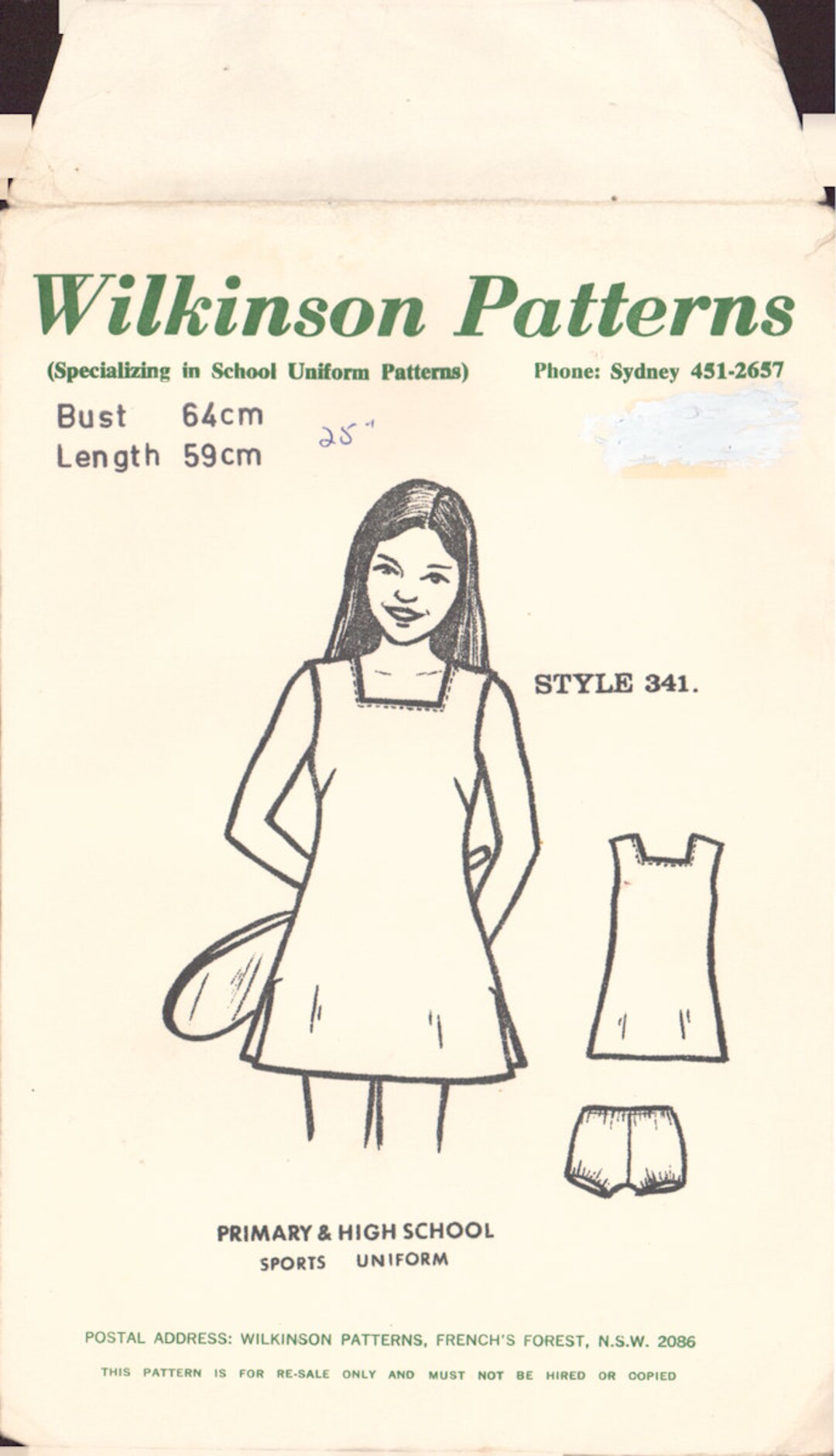 Wilkinson 341 Sewing Pattern Primary & High School Sports - Etsy