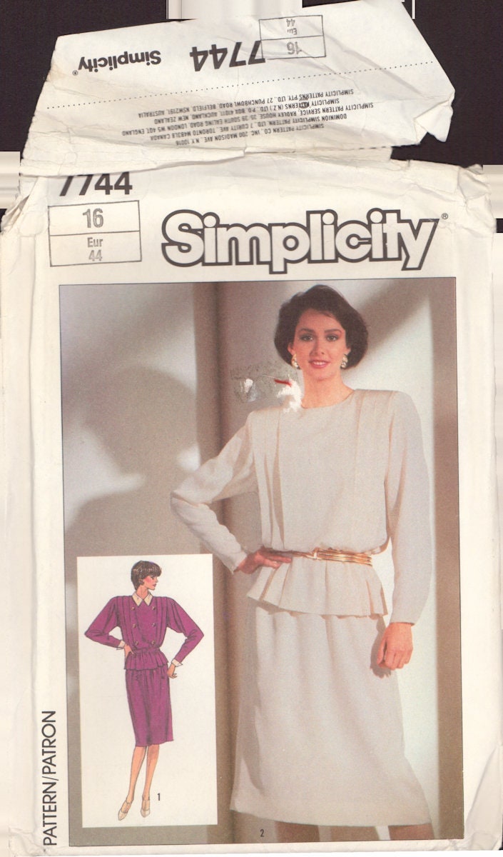 Simplicity 7744 Sewing Pattern, Dress, Size 16, Uncut, Factory Folded ...