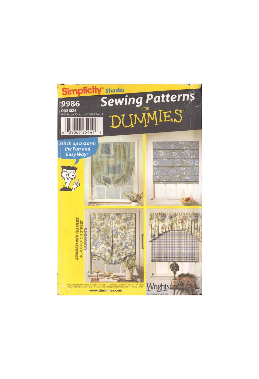 Simplicity 9986 Sewing Pattern for Dummies, Window Shades, One Size ...