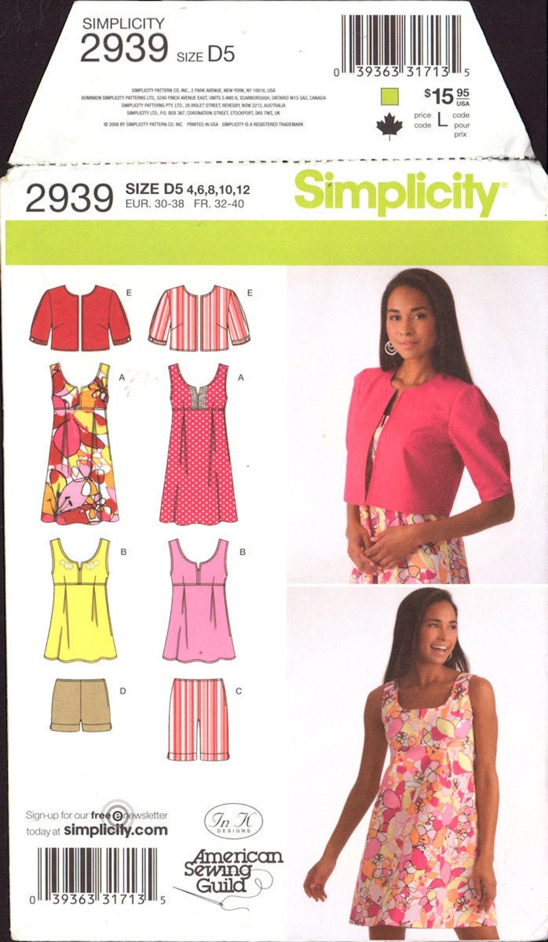 Simplicity 2939 Sewing Pattern Women's Jacket Dress or - Etsy