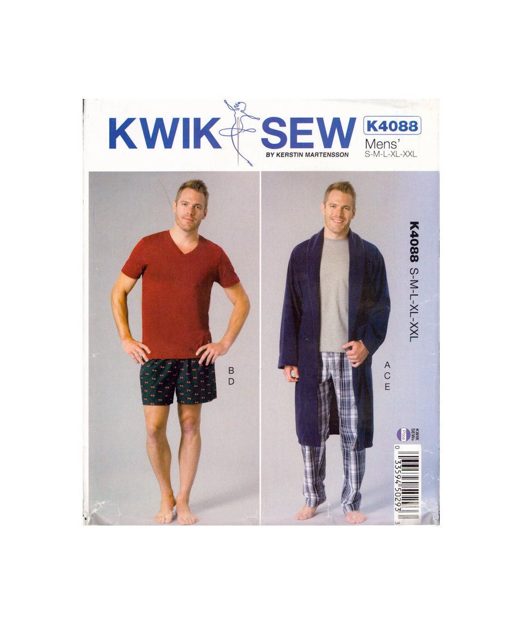 Kwik Sew 4088 Sewing Pattern, Men's Robe, Belt, Tops, Shorts and Pants ...